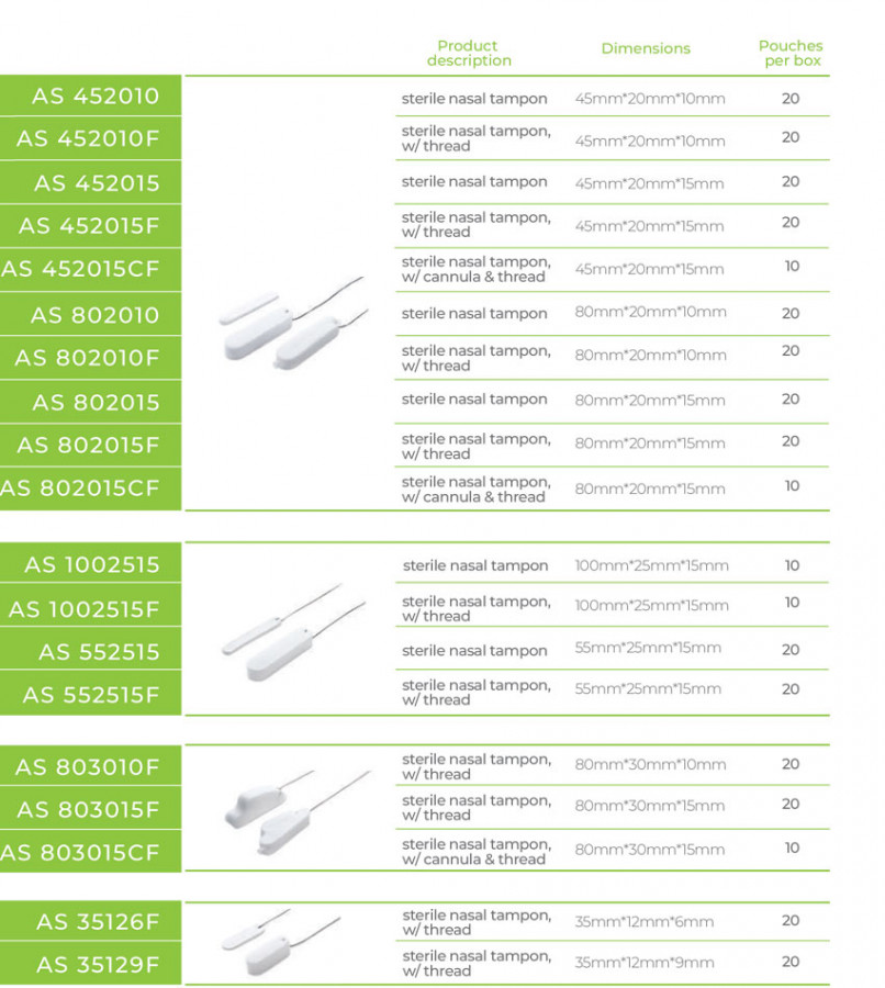 PVA Nasal Tampons - Products - Audio Technologies Srl - Piacenza